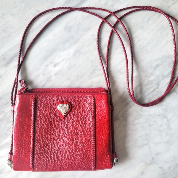 Brighton | Bags | Brighton Red Leather Bag Crossbody Organizer Pebble ...